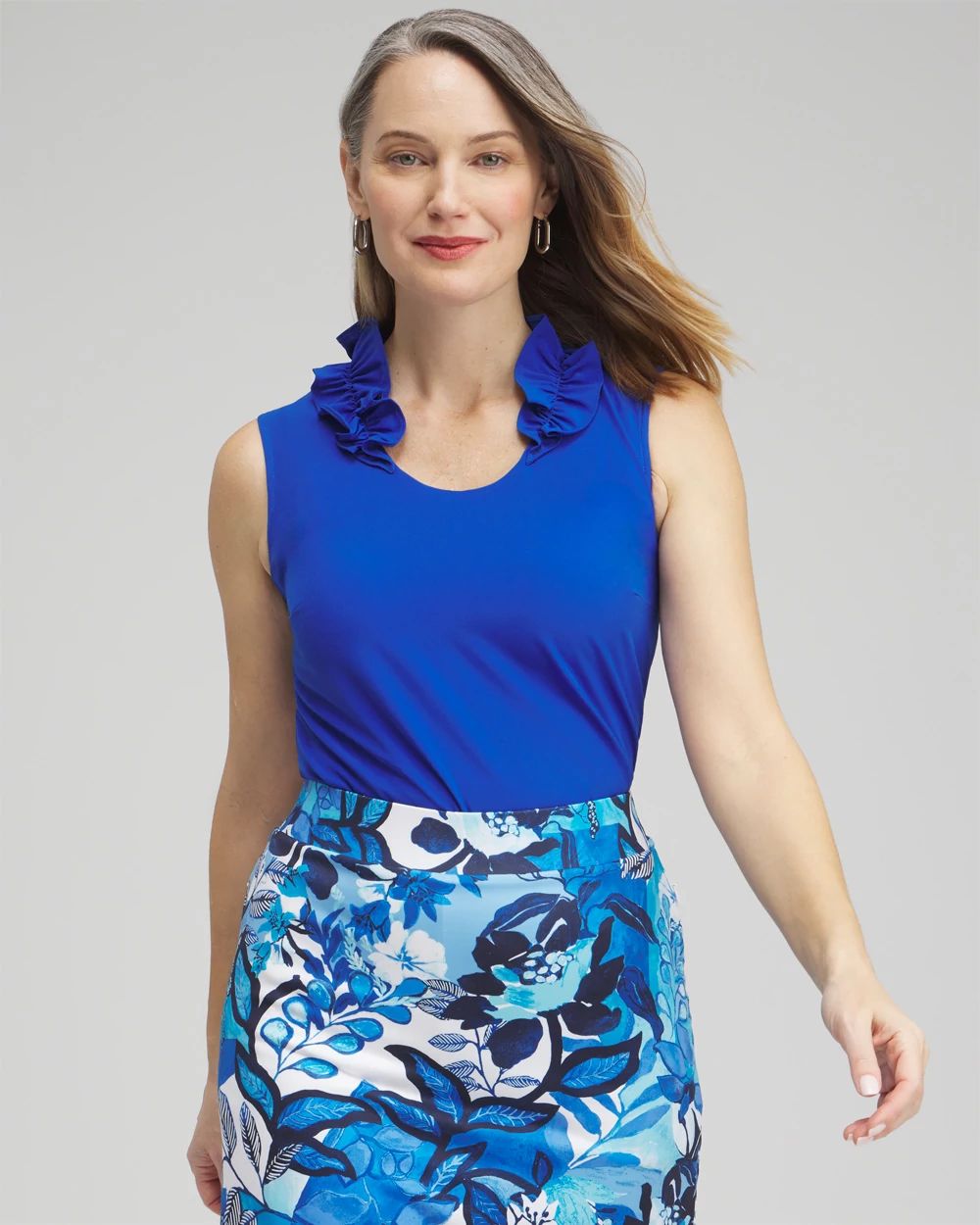 Zenergy® Ruffle Neck Tank | Chico's Zenergy® Ruffle Neck Tank | Chico's